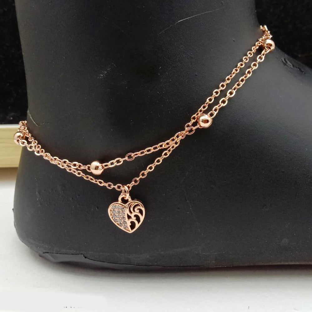 SP Jewellery Rose Gold Plated Austrian Stone Payal Anklet