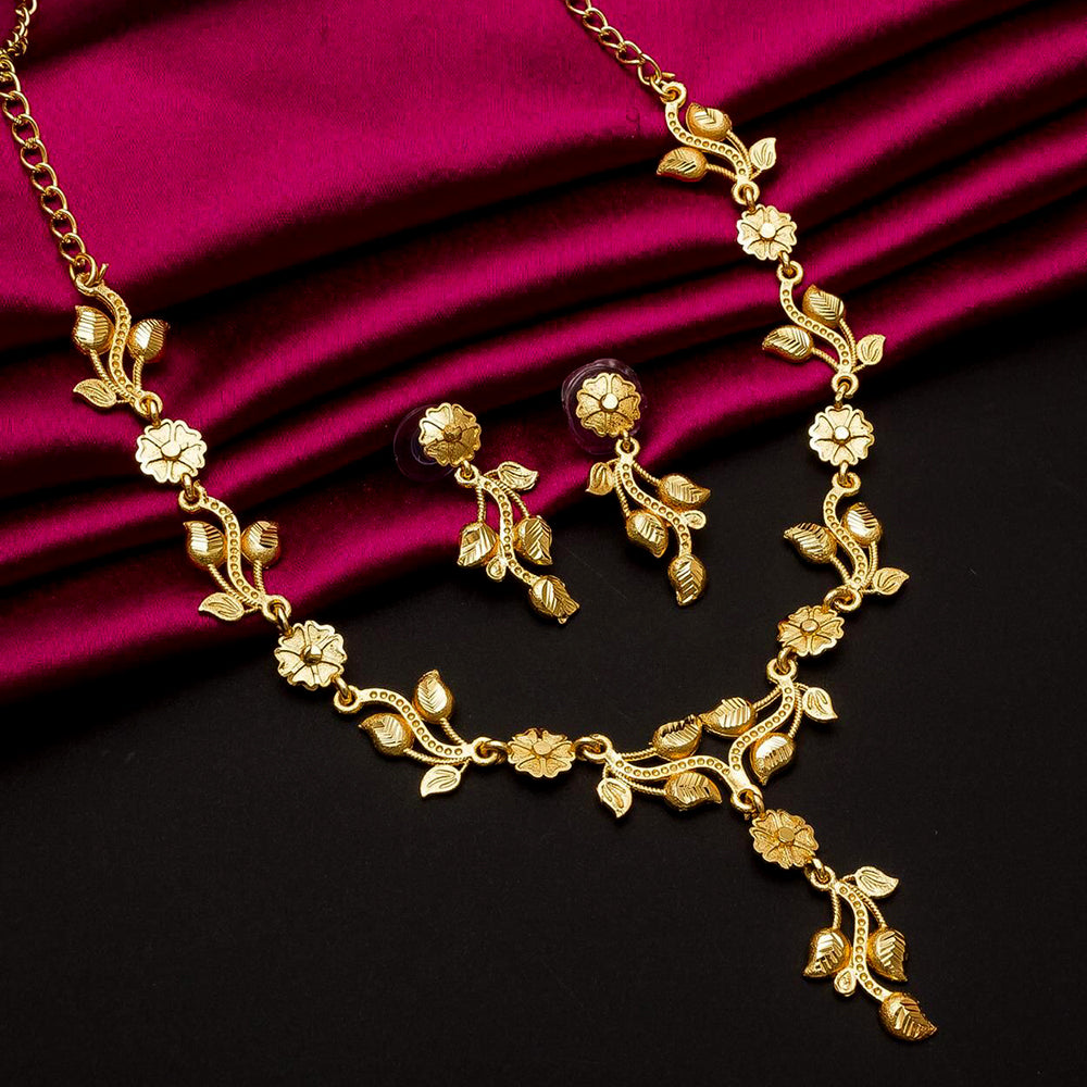 AV Universal Gold Plated Fancy Necklace Set For Women Girl