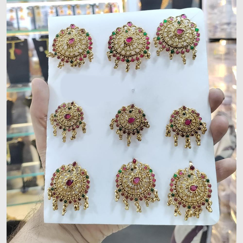 Manisha Jewellery Gold Plated Pota Choti Traditional With Green & Pink ...