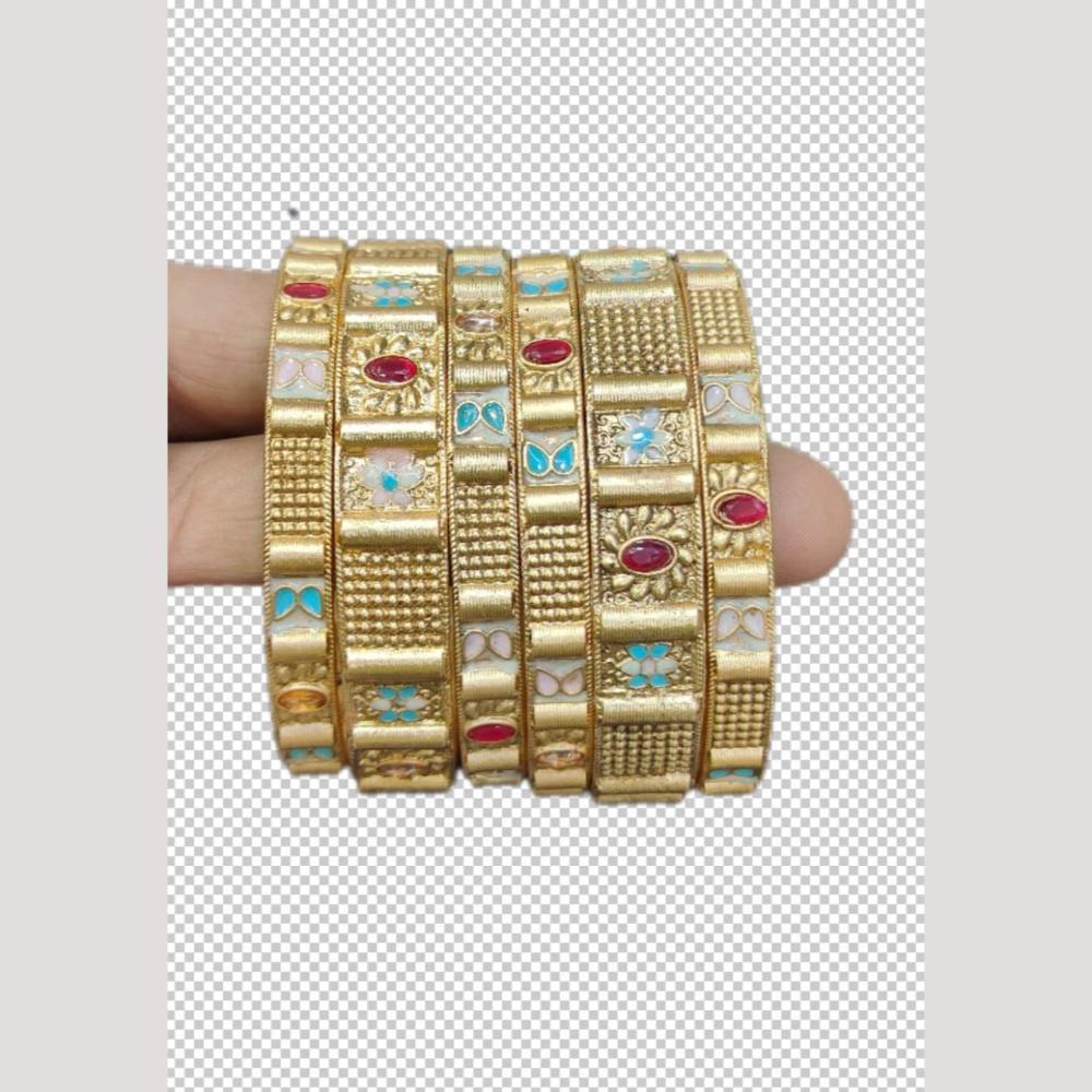 Manisha Jewellery Antique Pota And Meenakari Work Bangles Set ...