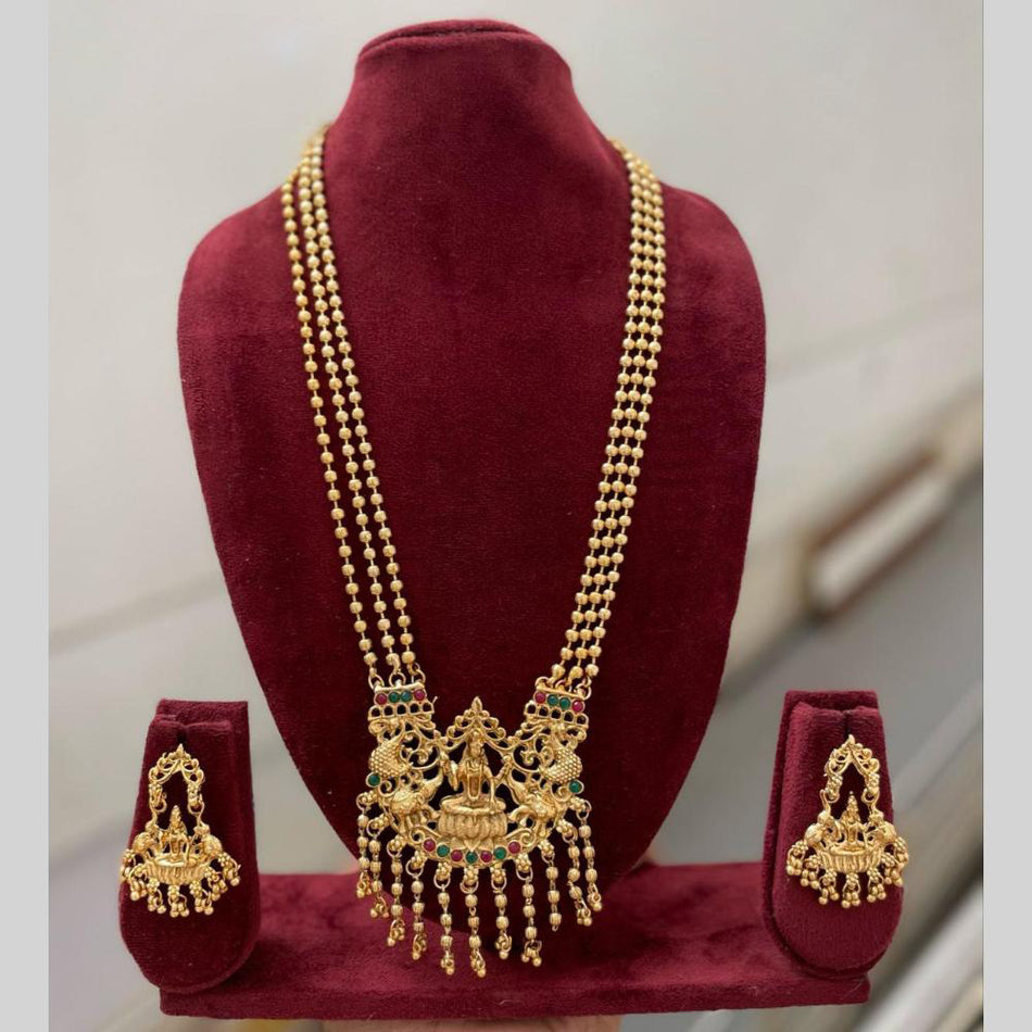 Manisha Jewellery Long Temple Necklace Set With Goddess Lakshmi Engrav ...