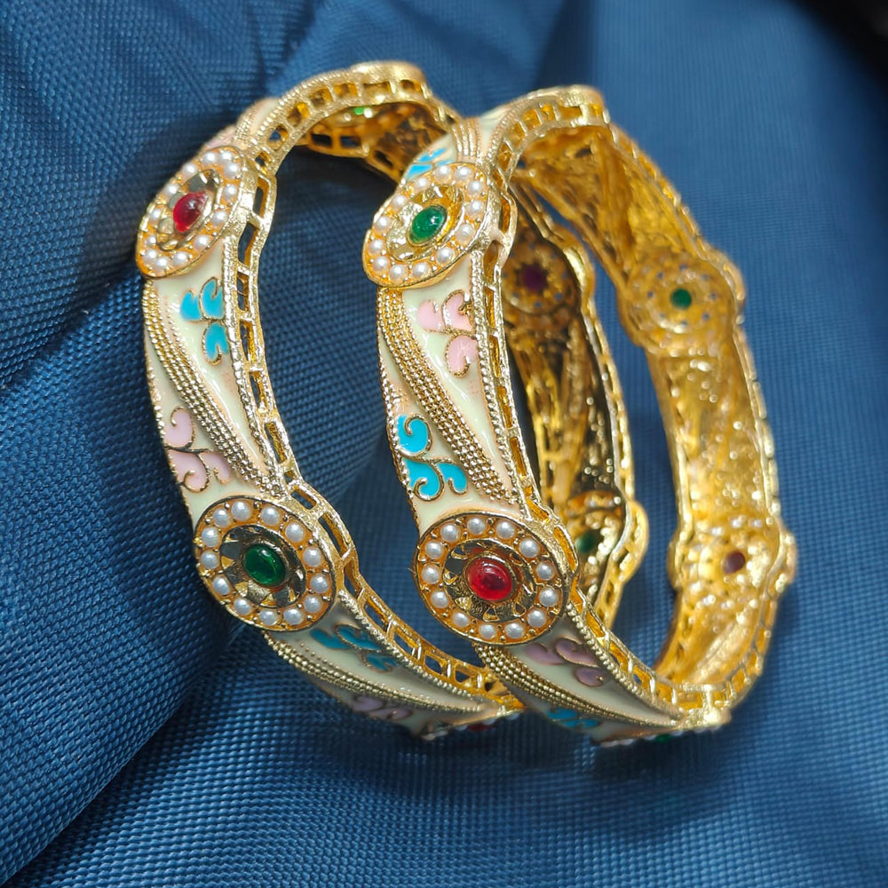 Manisha Jewellery Elegant Pota Stone Kada Bangles Set With Meenakari ...