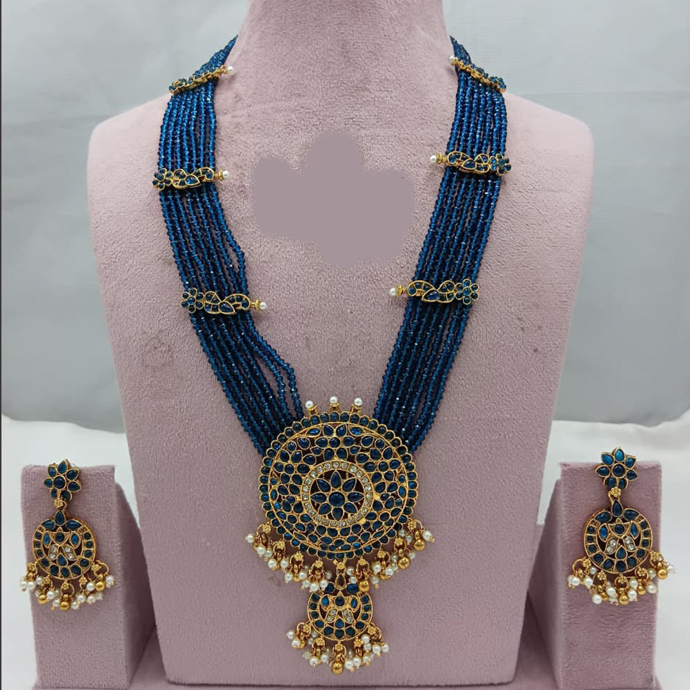 Lucentarts Jewellery Grand Heritage Pota Stone And Pearl Long Jewellery ...