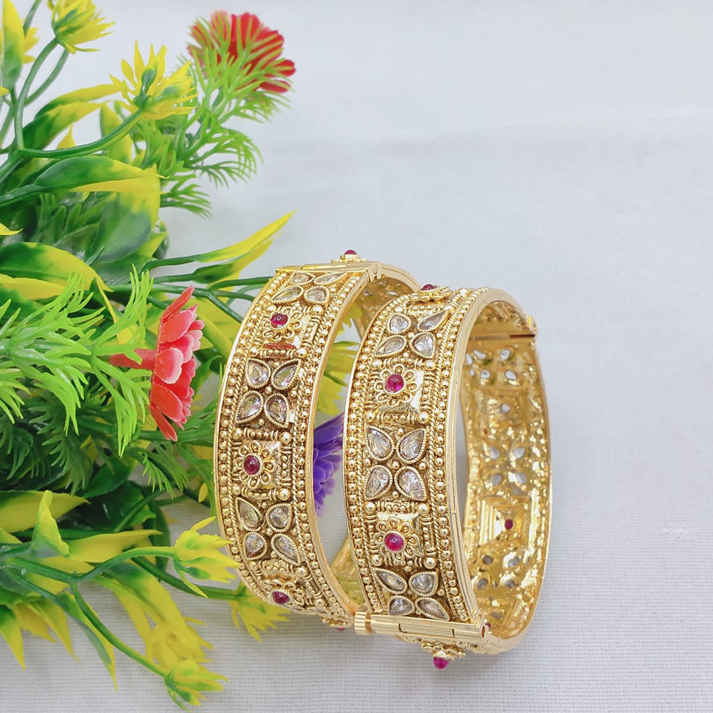 Lucentarts Jewellery Traditional Pota Stone Openable Bangles Set ...
