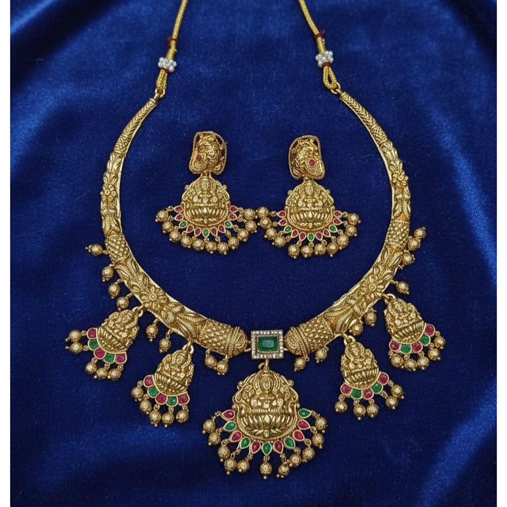Lucentarts Jewellery Traditional Pota Stone And Beads Temple Necklace ...