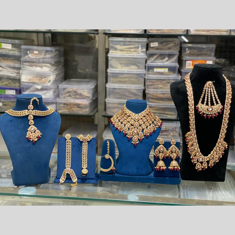 Hira Collections Gold Plated Kundan Stone And Pearls Bridal Set ...