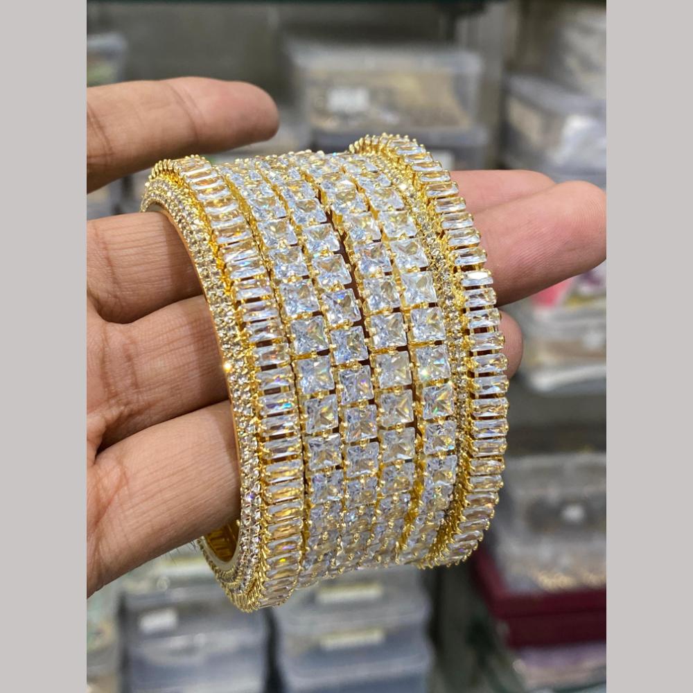 Hira Collections Gold Plated American Diamond Bangles Set – JewelEMarket