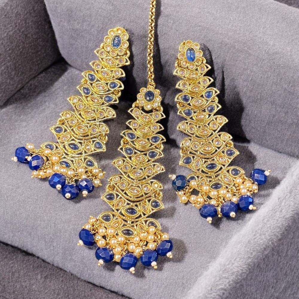 Hira Collection Gold Plated Crystal Stone And Pearls Earring With Maan ...