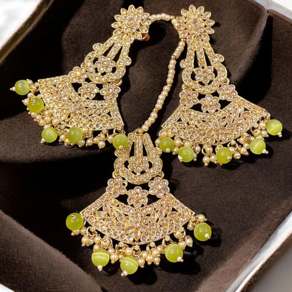 Hira Collection Gold Plated Crystal Stone And Pearls Earring With Maan ...