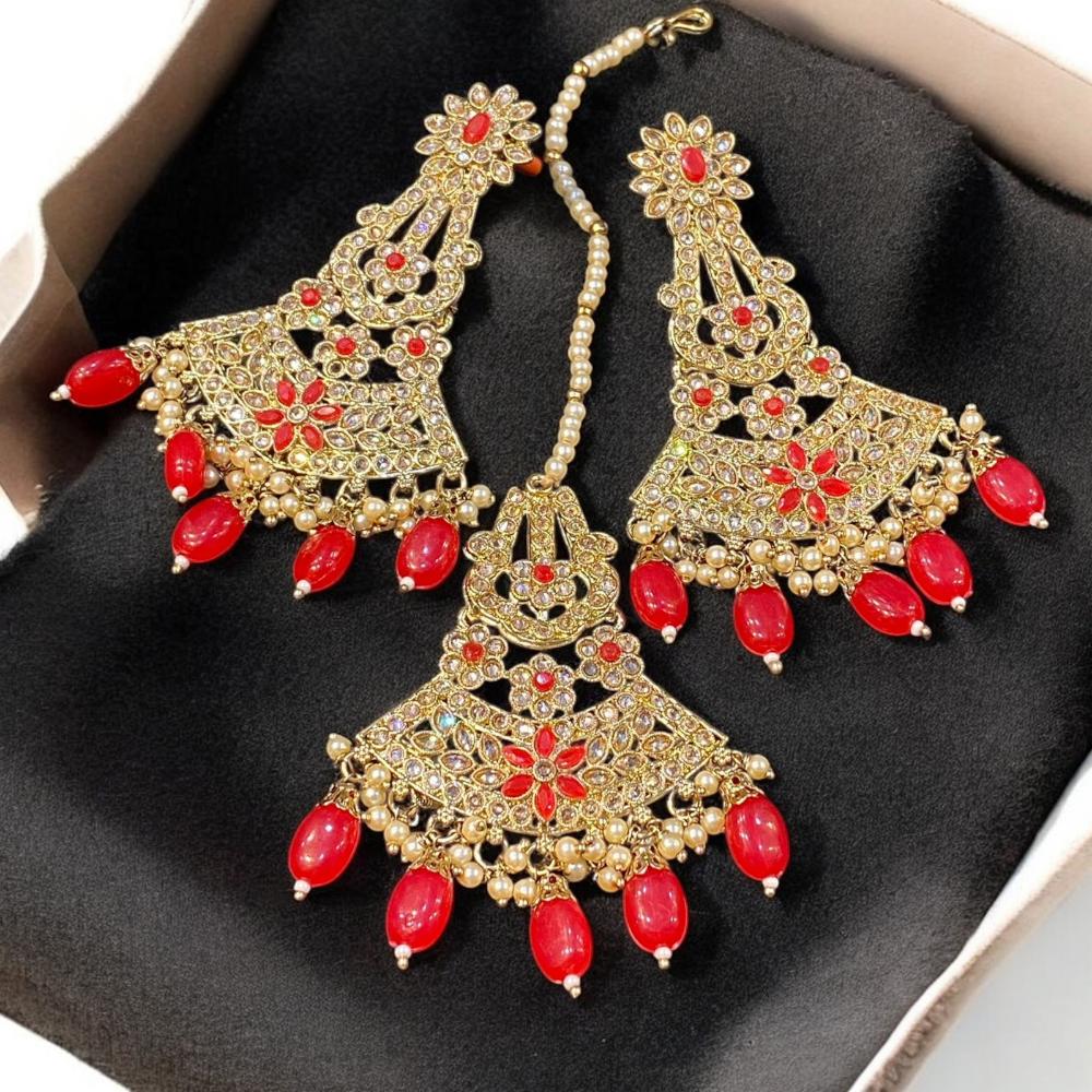 Hira Collection Gold Plated Crystal Stone And Pearls Earring With Maan ...