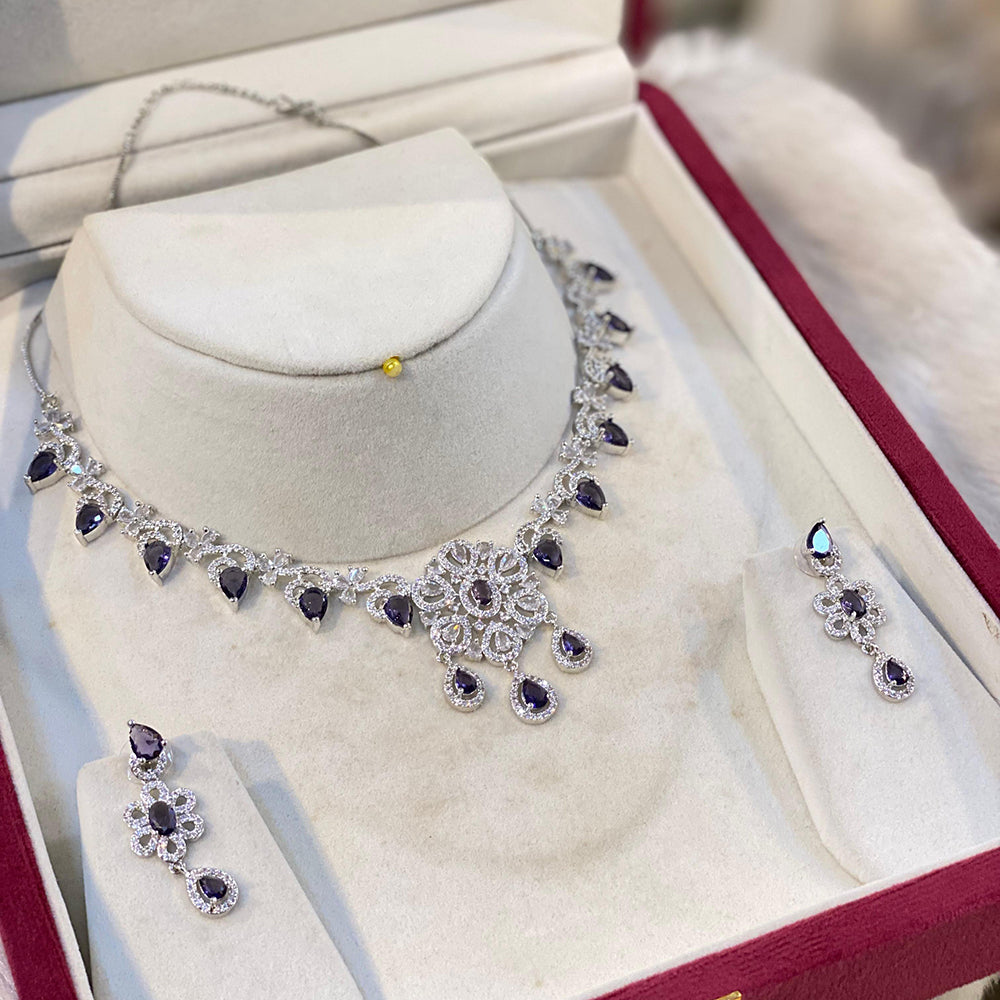 Hira Collection Sparkling American Diamond And Austrian Stone Necklace ...
