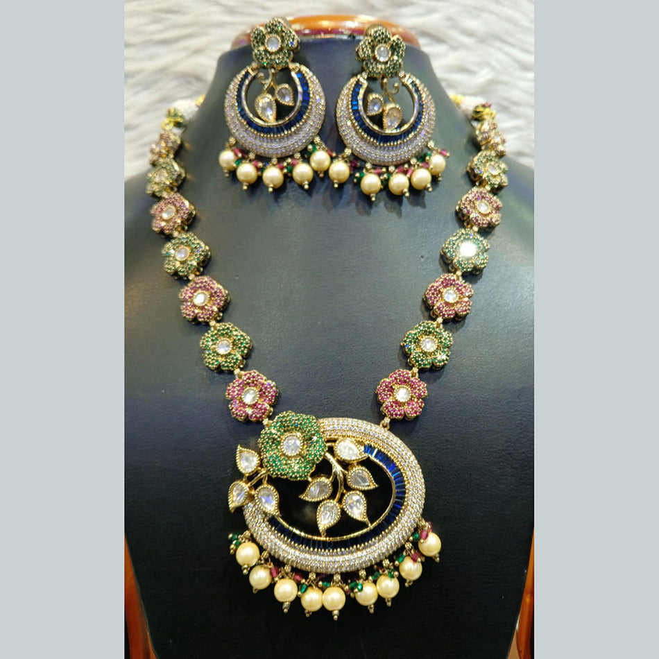 Jain Jewellers Gold Plated Polki Kundan Stone Necklace Set – JewelEMarket