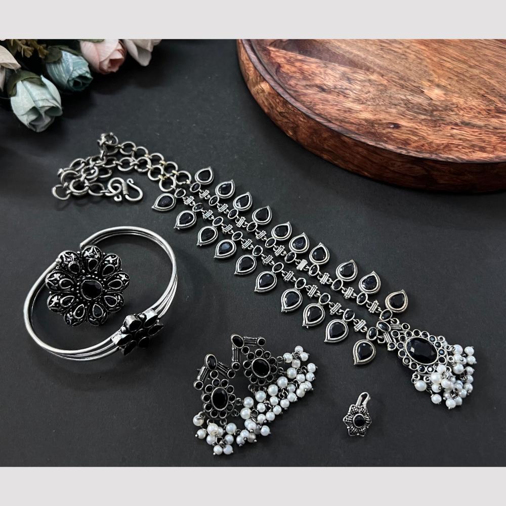 Akruti Collection Oxidised Plated Pota Stone Combo Set – JewelEMarket