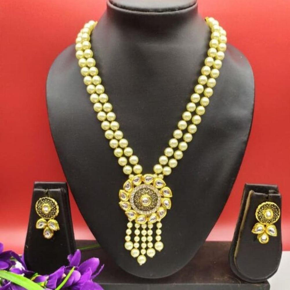 Palak Art Gold Plated Pearl Long Necklace Set – JewelEMarket
