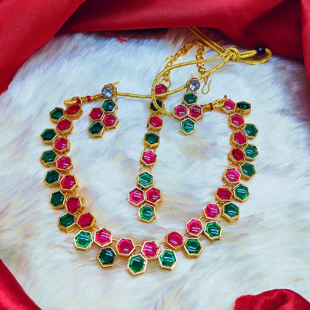 Palak Art Gold Plated Pota Stone And Necklace Set – JewelEMarket