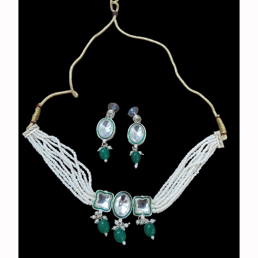 Palak Art Elegant Fusion Pota Stone And Pearl Necklace Set – JewelEMarket