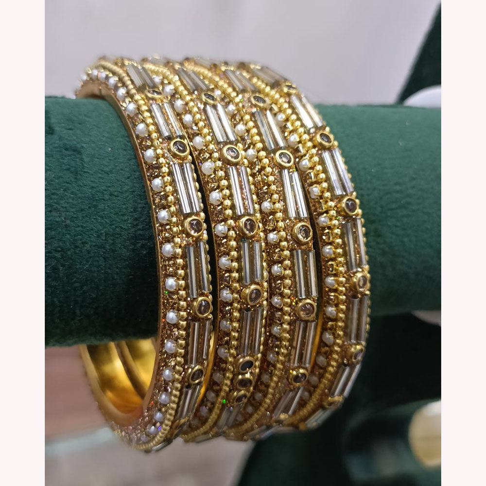 Exotica Collection Gold Plated Austrian Stone And Pearls Bangle Set ...