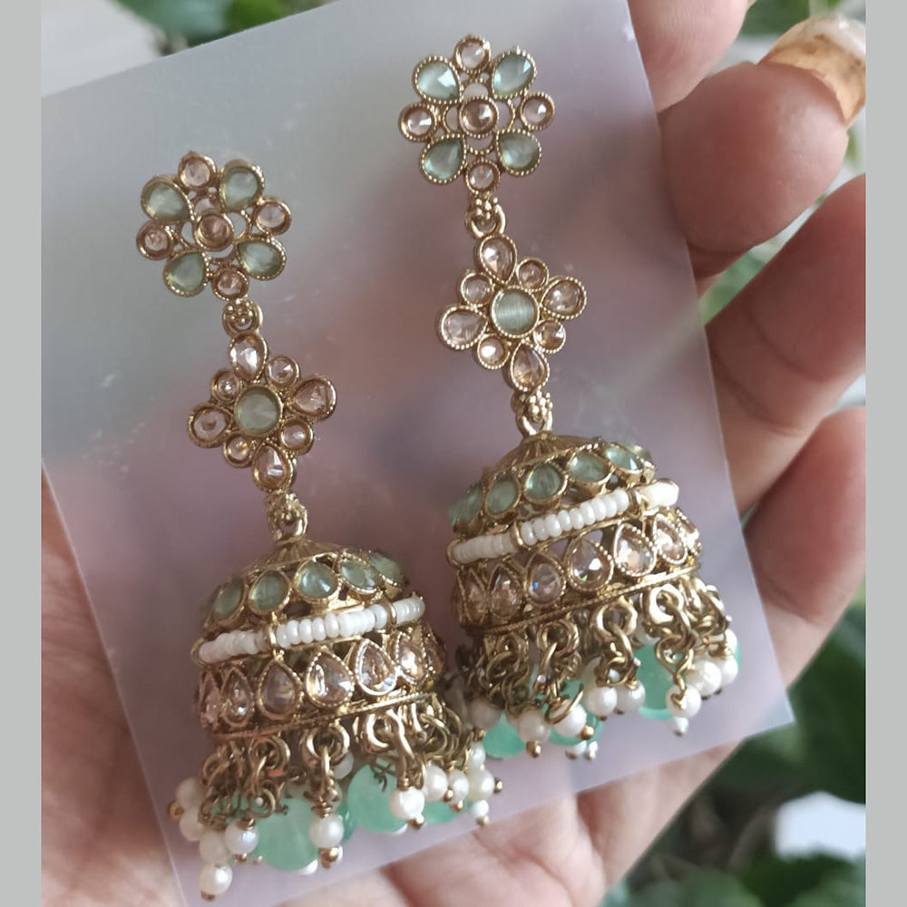 Exotica Collection Gold Plated Crystal Stone And Pearls Jhumki ...