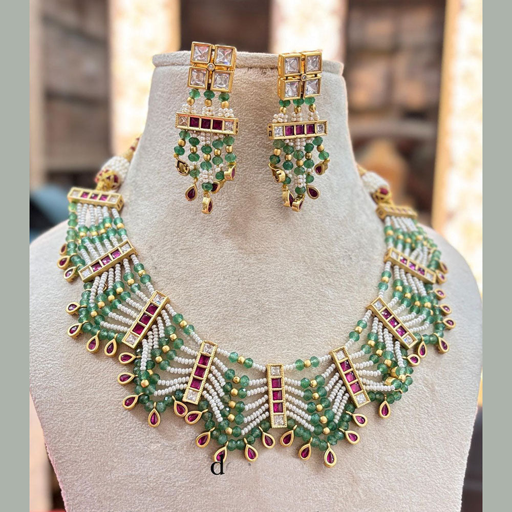 Jewel Addiction Gold Plated Pota Stone And Pearls Necklace Set ...