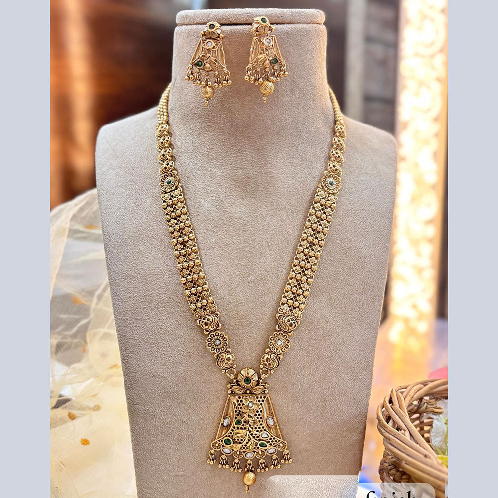 Jewel Addiction Gold Plated Pota Stone And Pearls Long Necklace Set ...