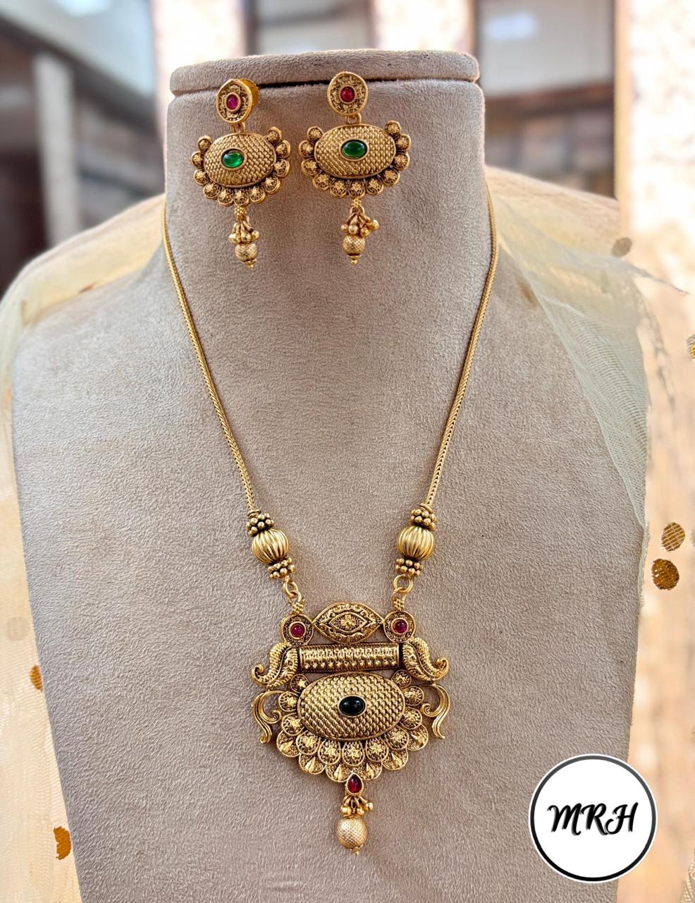 Jewel Addiction Exclusive Pota Stone Long Necklace Set with Ethnic Des ...