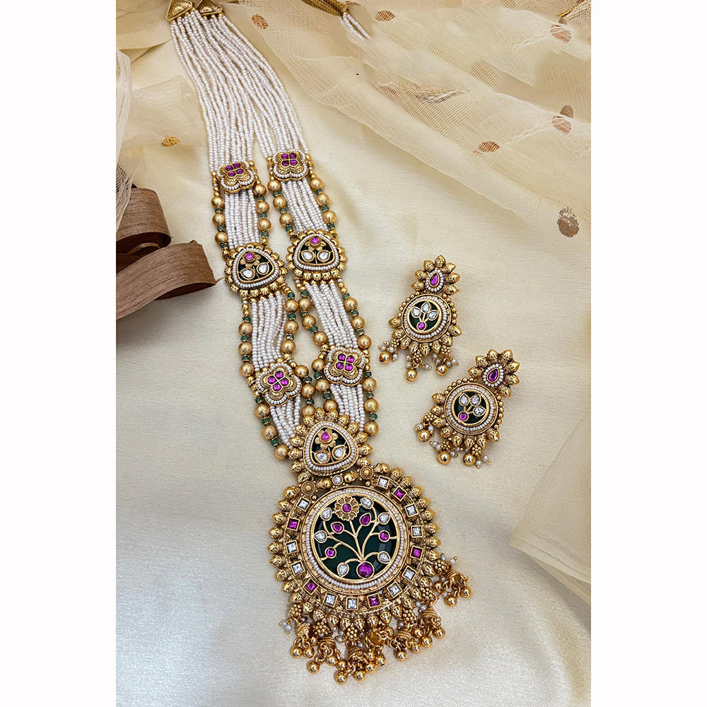 Jewel Addiction Designer Pota Stone And Pearl Long Necklace Set ...