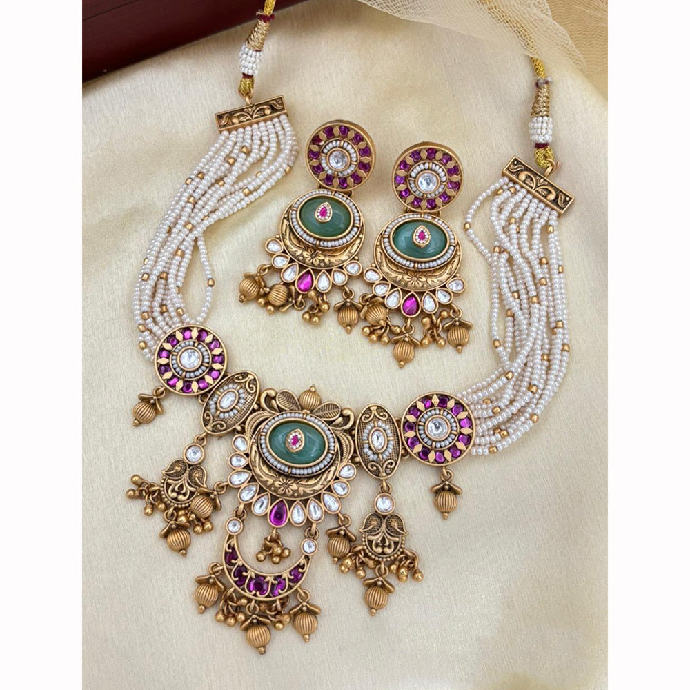 Jewel Addiction Enthic Gold Plated Pearl Long Necklace Set For Wedding ...