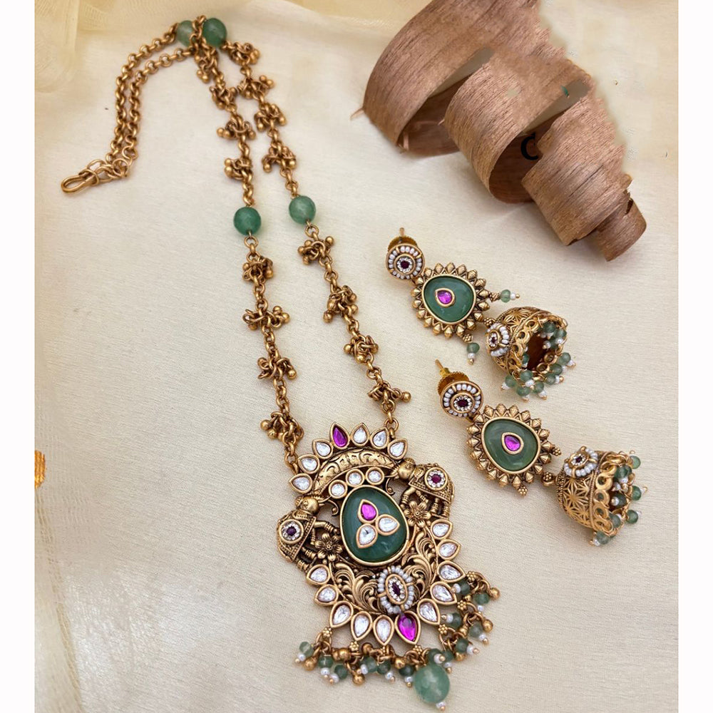 Jewel Addiction Enthic Gold Plated Pearl Long Necklace Set For Wedding ...