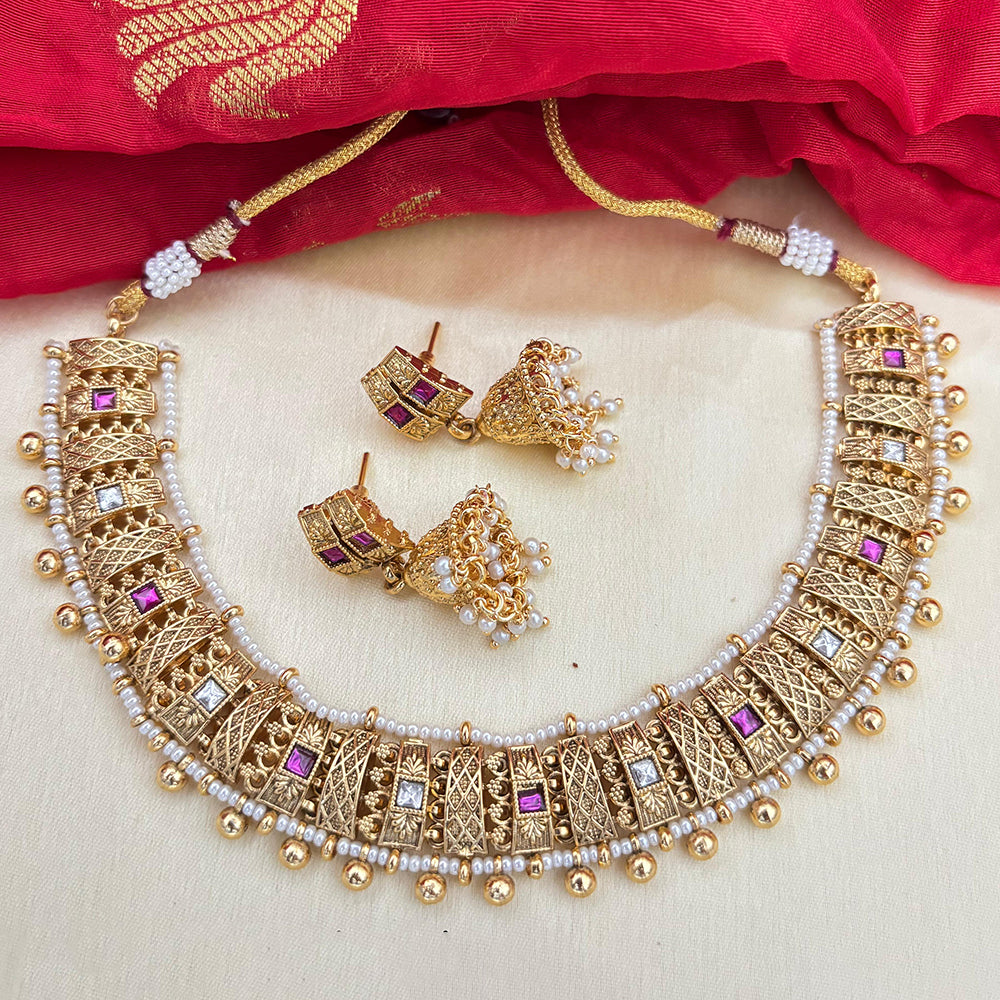 Jewel Addiction Designer Pota Stone And Pearl Necklace Set- 12033419 ...