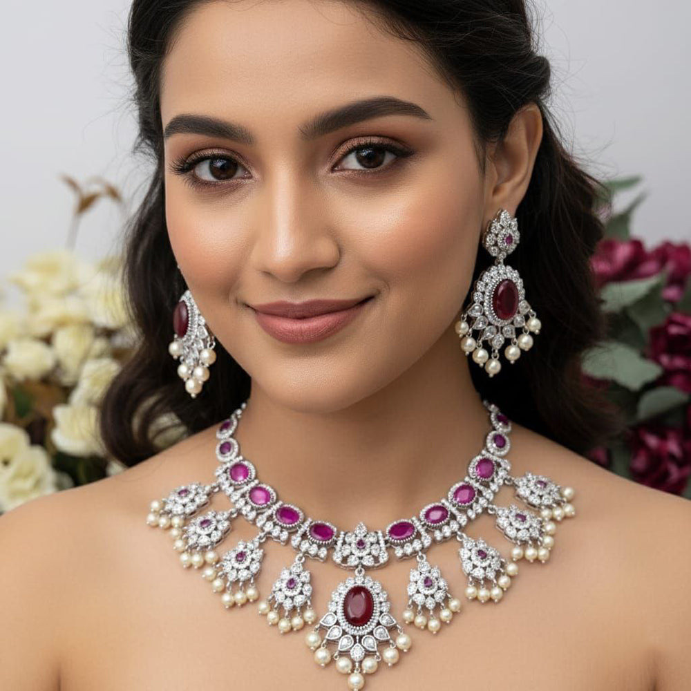 Aamrapali Elegant Pota Stone And Pearl Necklace Set – JewelEMarket