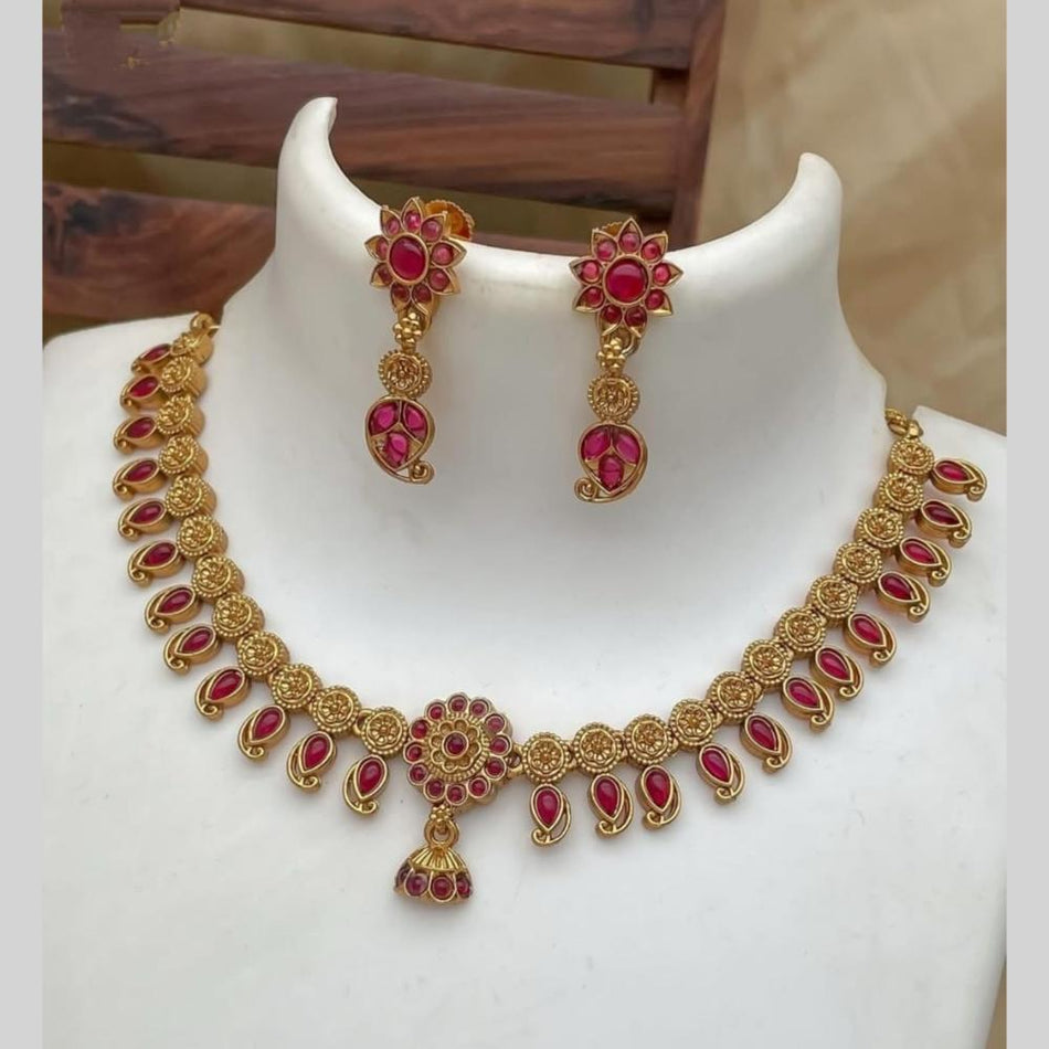 Joyful Jewel Art Timeless Beauty Matte Gold Pota Stone Necklace set ...