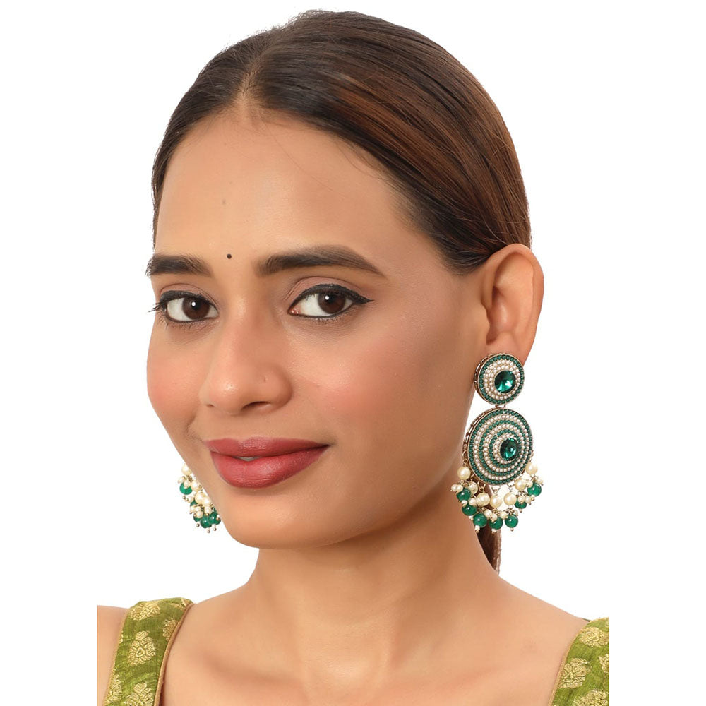 Siddhi Collection Gold Plated Pota Stone And Pearl Dangler Earrings ...