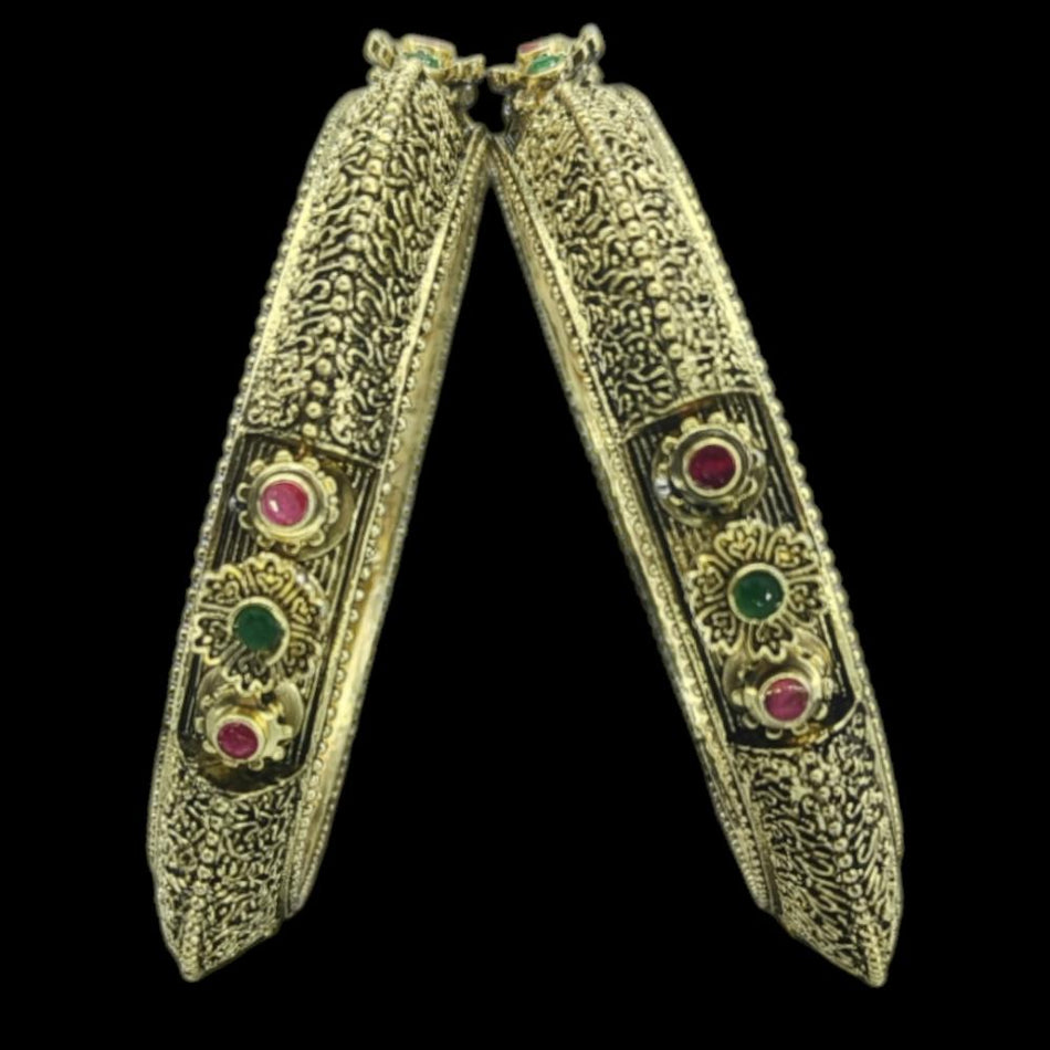 Amity Arts Antique Gold Plated Pota Stone Bangle (2 Piece) – JewelEMarket
