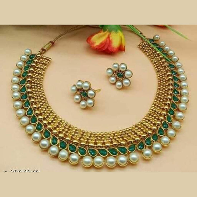 India Art Pota Stone Gold Plated Necklace Set – JewelEMarket