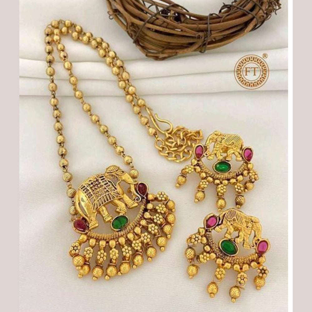 India Art Gold Plated Plated Pota Stone Long Necklace Set – JewelEMarket