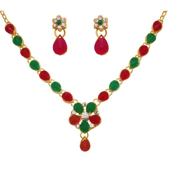 Kriaa Gold Plated Pota Stone Floral Design Necklace Set – JewelEMarket