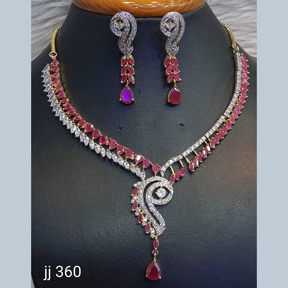 Jain Jewellers Gold Plated American Diamond Necklace Set - 11062645 ...