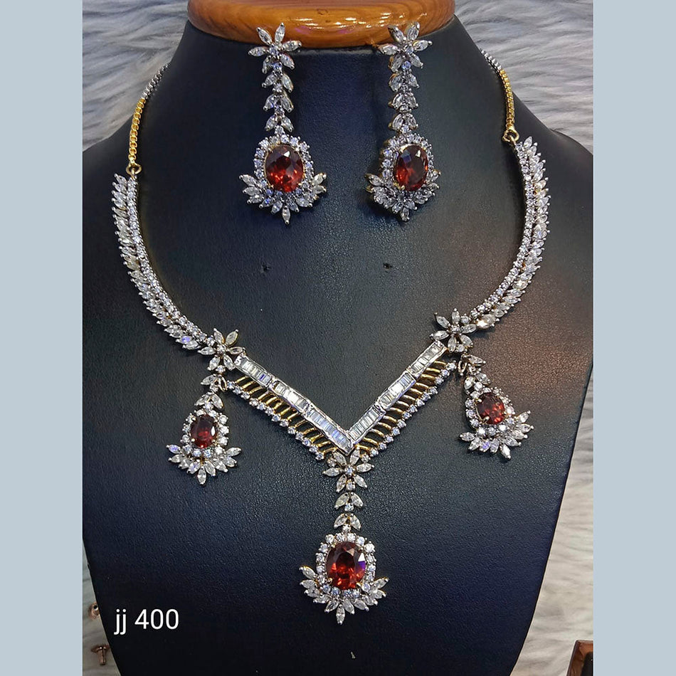 Jain Jewellers Gold Plated American Diamond Necklace Set - 11062647 ...