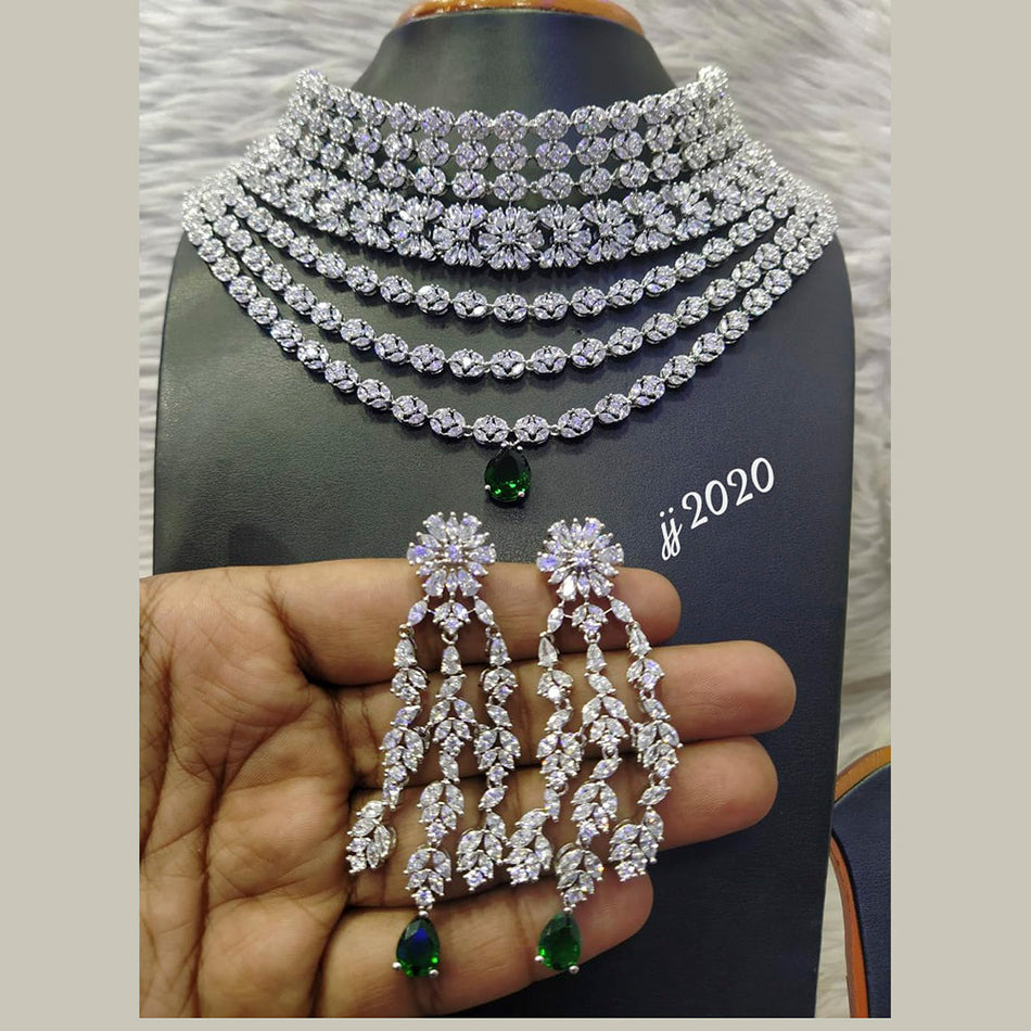 Jain Jewellers Gold Plated American Diamond Necklace Set – JewelEMarket