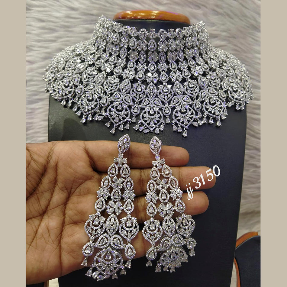 Jain Jewellers Gold Plated American Diamond Necklace Set – JewelEMarket