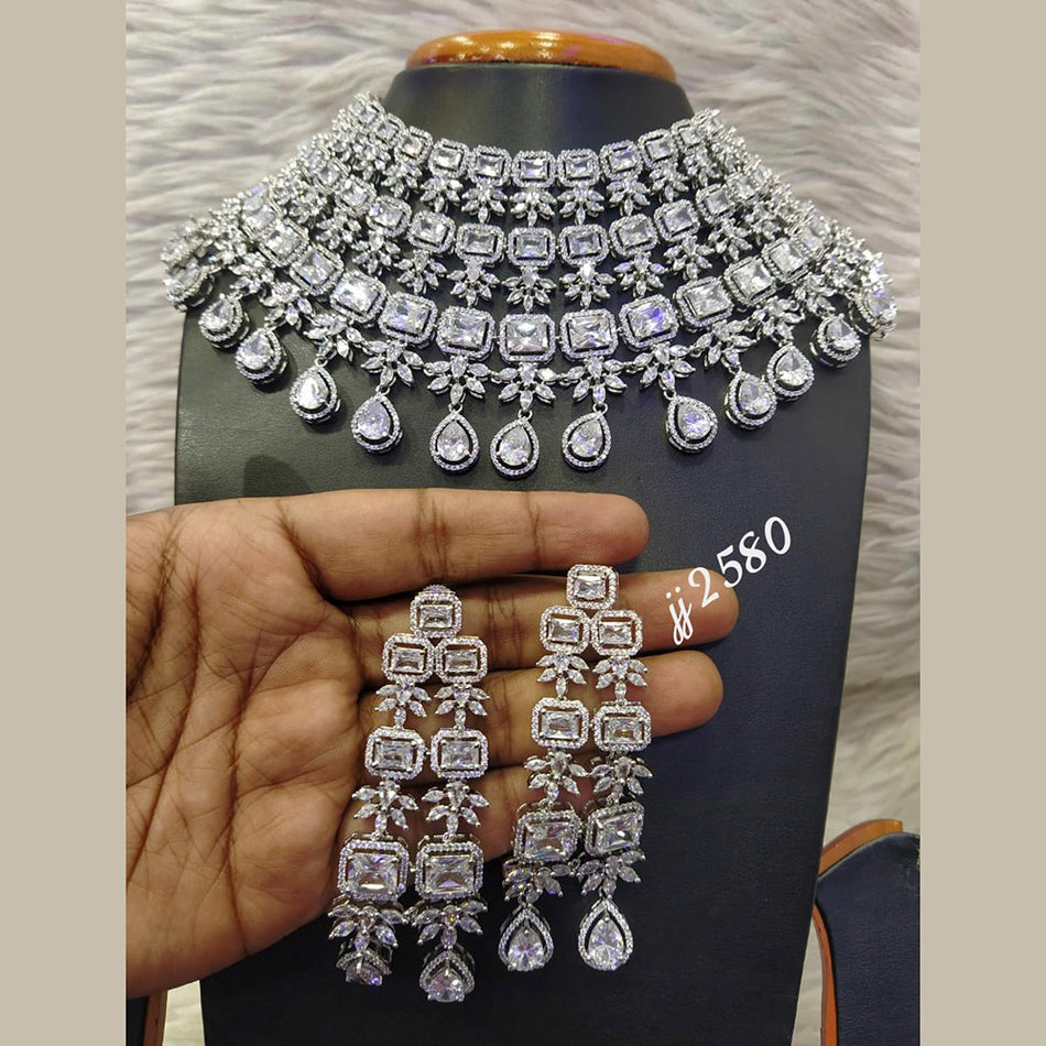 Jain Jewellers Gold Plated American Diamond Necklace Set – JewelEMarket