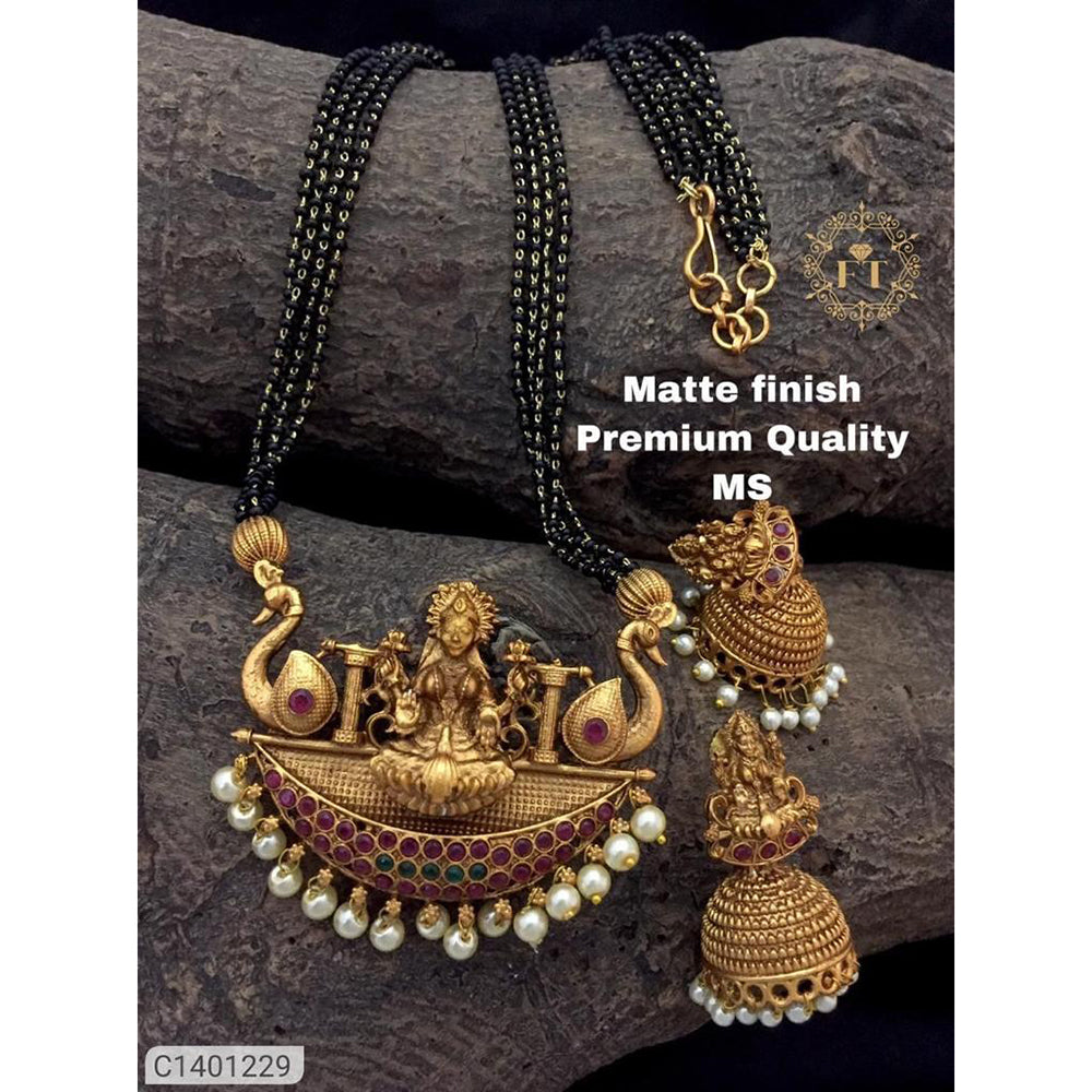 India Art Gold Plated Pink Pota Stone Traditional Temple Mangalsutra S