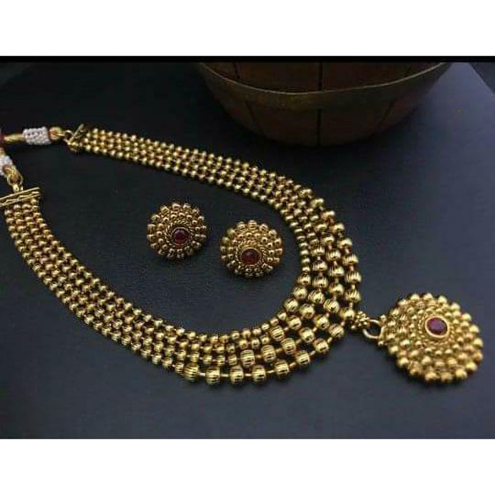 India Art Gold Plated Pota Stone Necklace Set