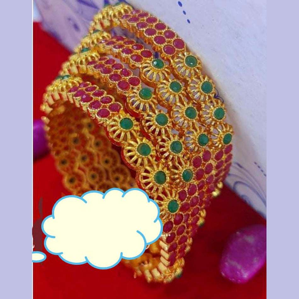 Pooja Bangles Pota Stone Gold Plated Bangles Set – JewelEMarket