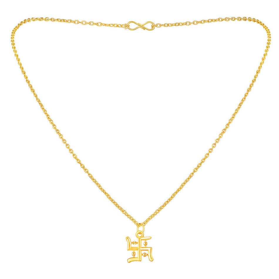 Mahi Gold Plated Religious Swastik Pendant with Chain for Men and Wome ...