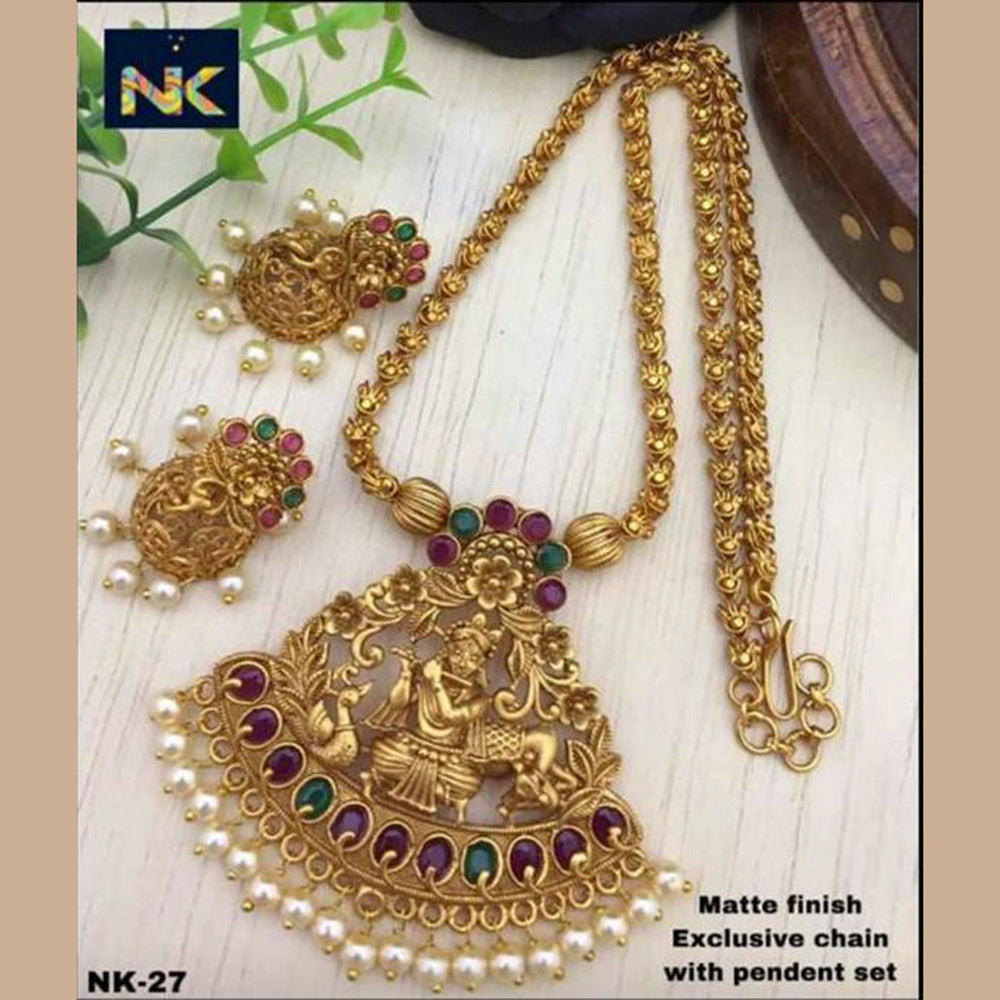 Sai Fashion Gold Plated Pota Stone Traditional Necklace Set – JewelEMarket
